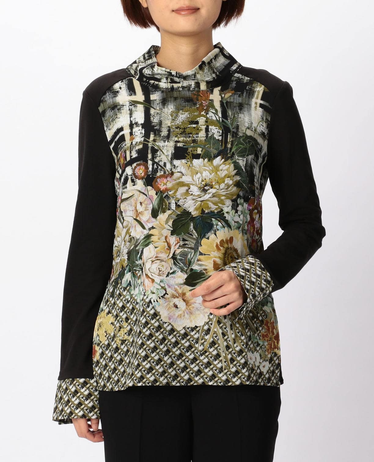 NARACAMICIE | フラワー＆スクラッチプリントオフタートルブラウス | シャツ・ブラウス – Stylora store eco loop